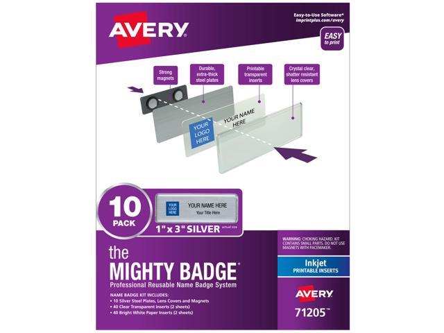 Click here for The Mighty Badge 1x3 Silver  10 Reusable Name Tags... prices