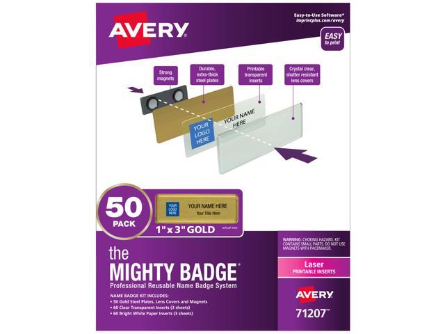 Click here for The Mighty Badge  1x3 Gold  50 Reusable Name Tags... prices