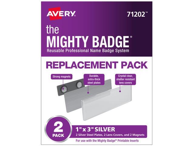 Click here for The Mighty Badge by Avery  1 x 3  Silver  2 Reusab... prices