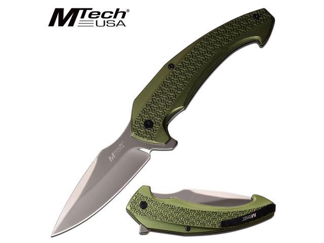 Click here for Folding Pocket Knife Mtech 3.25 Silver Blade Green... prices