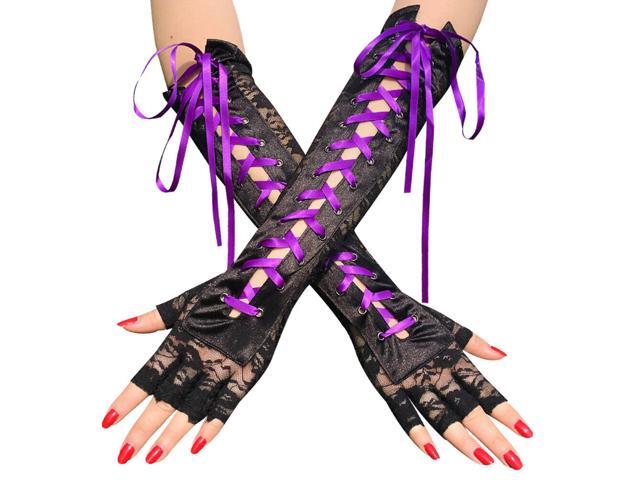 Click here for 15.3‘ Womens Sexy Elbow Length Fingerless Lace Up... prices