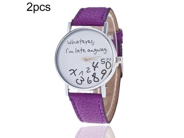 Click here for 2 PCS Alphabet Number Pattern Leather Strap Watch... prices