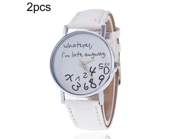 Click here for 2 PCS Alphabet Number Pattern Leather Strap Watch... prices