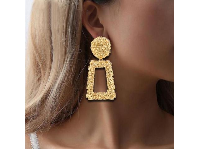 Click here for Metal Earrings Simple Geometric Embossed Floral Ea... prices