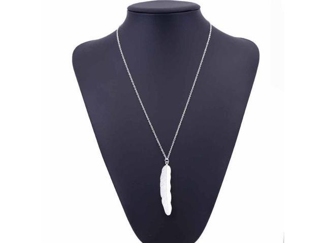 Click here for Vintage Long Necklace Jewelry Simple Feather Penda... prices