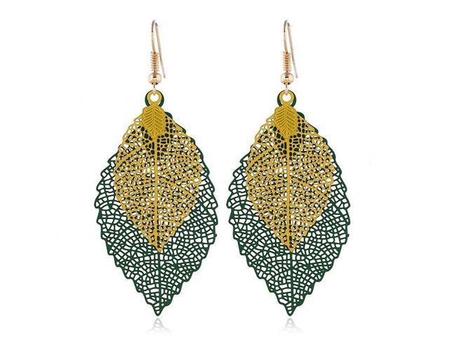 Click here for Double-layered Leaves Tassel Earrings Simple Retro... prices