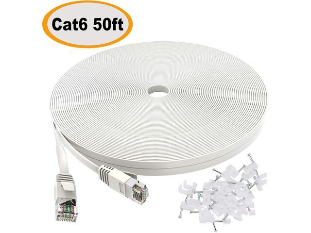 Click here for Cat 6 Ethernet Cable 50 ft White - Flat Internet N... prices