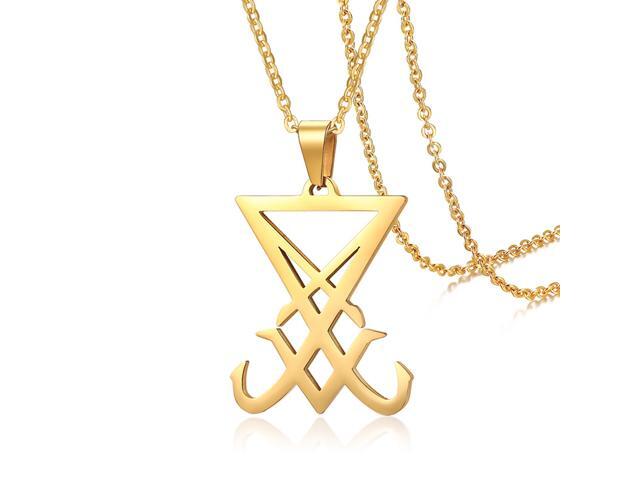 Click here for Gold Plated Stainless Steel Goth Witch Seal of Luc... prices