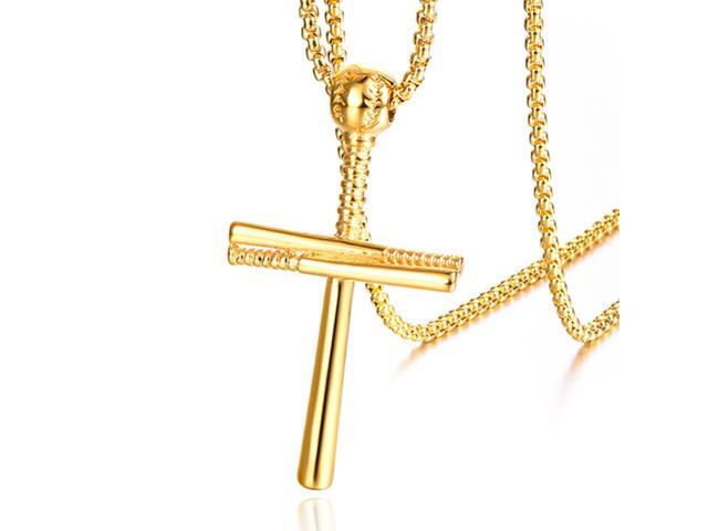 Click here for Men Gold Plated Stainless Steel Baseball Bat Cross... prices
