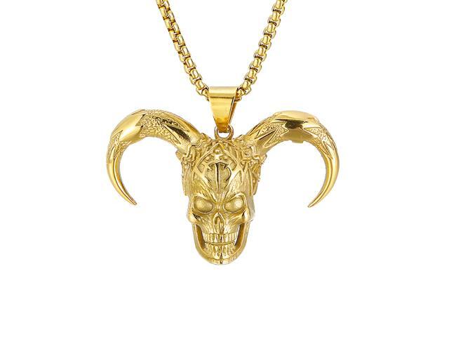Click here for Men Gold Plated Stainless Steel Joker Skull Neckla... prices