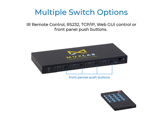 Click here for MuxLab 4x4 HDMI 2.0 Matrix Switch/Splitter with IR... prices