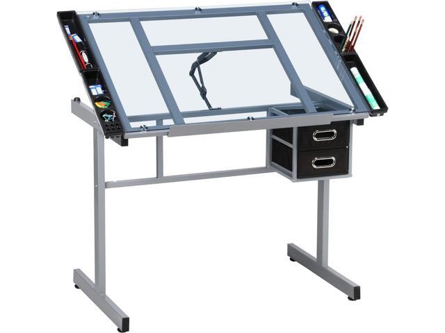 Click here for Yaheetech Drawing Desk Adjustable Glass Drafting S... prices
