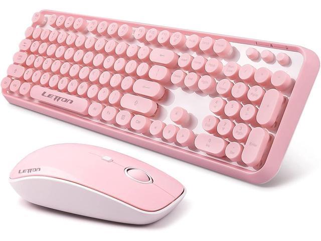 Click here for Pink Wireless Keyboard Mouse Combo  2.4GHz Retro T... prices