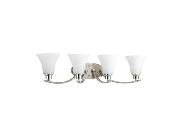 Click here for Joy Bath Vanity  4-Light  Brushed Nickel  Etched G... prices