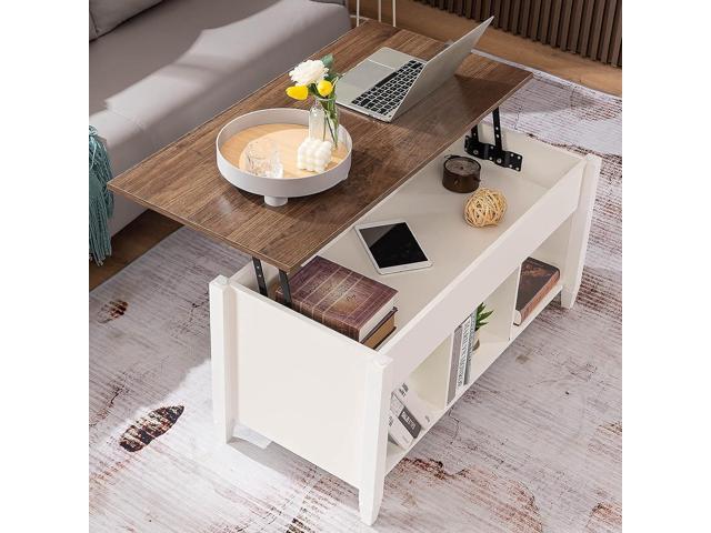 Click here for VINGLI Lift Top Coffee Table  White  with Storage... prices