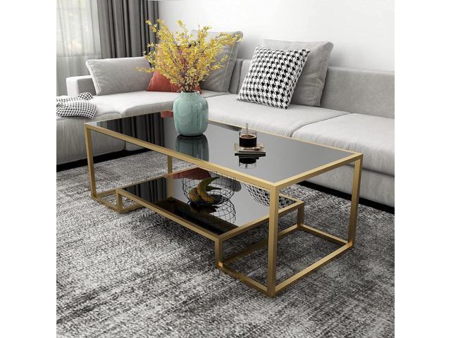 Click here for COSVALVE Glass Coffee Table  Brass Accent Modern T... prices