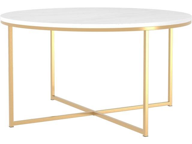 Click here for Walker Edison Modern Glam Round Accent Faux White... prices