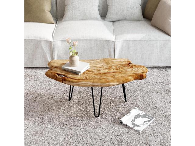 Click here for WELLAND Live Edge Cedar Wood Coffee Table Metal Ha... prices