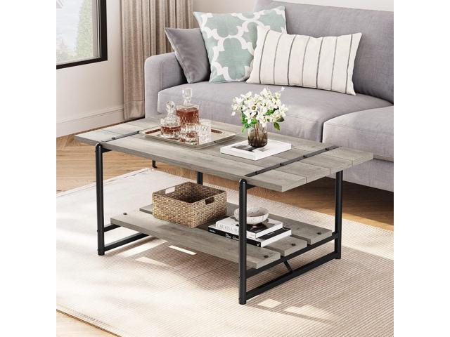 Click here for 2-Tier Farmhouse 41 Large Gray Wood Coffee Table w... prices