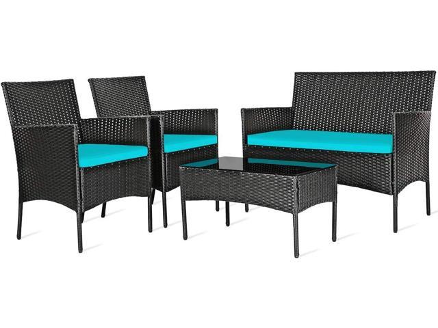 Click here for HAPPYGRILL 4 Pieces Patio Furniture Set Rattan Wic... prices