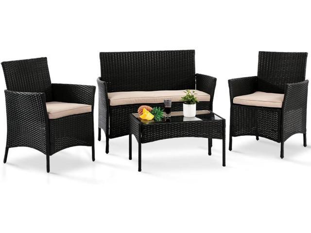 Click here for Dkeli 4 Pieces Outdoor Patio Furniture Wicker Bist... prices