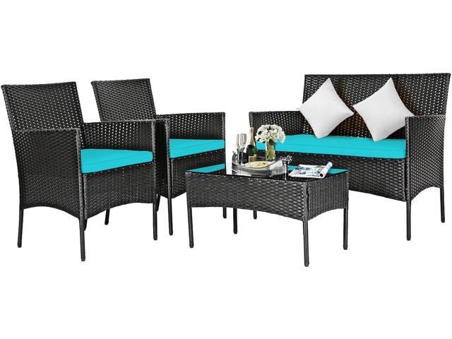 Click here for DORTALA 4 Pieces Patio Furniture Set  Rattan Conve... prices