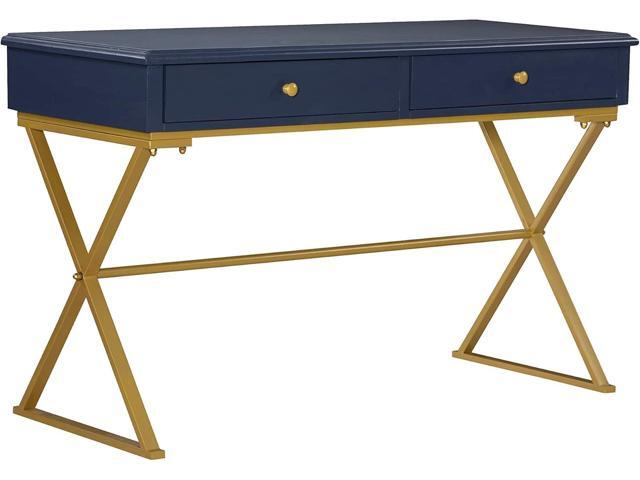 Click here for Linon Campaign Desk Navy with Gold Legs  Blue prices