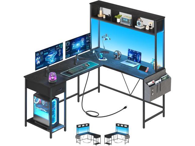 Click here for L Shaped Desk Gaming Desk with LED Strip & Power O... prices