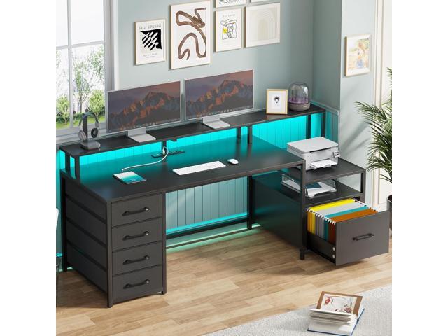 Click here for Computer Desk with 5 Drawer  Power Outlet & Led Li... prices