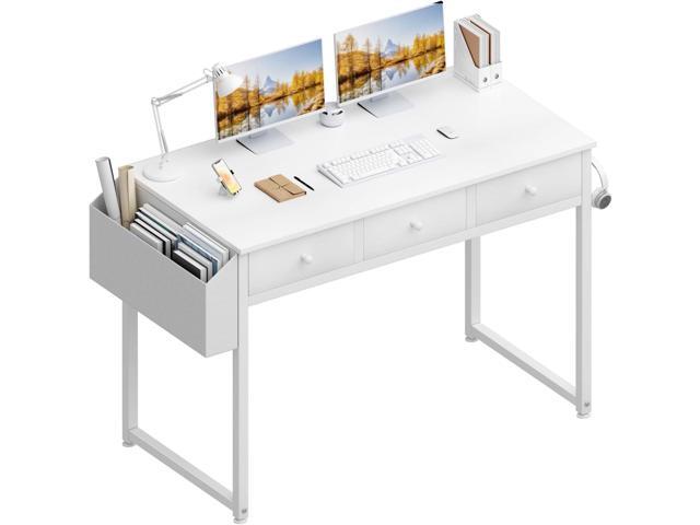 Click here for Small White Computer Desk with Fabric Drawers for... prices