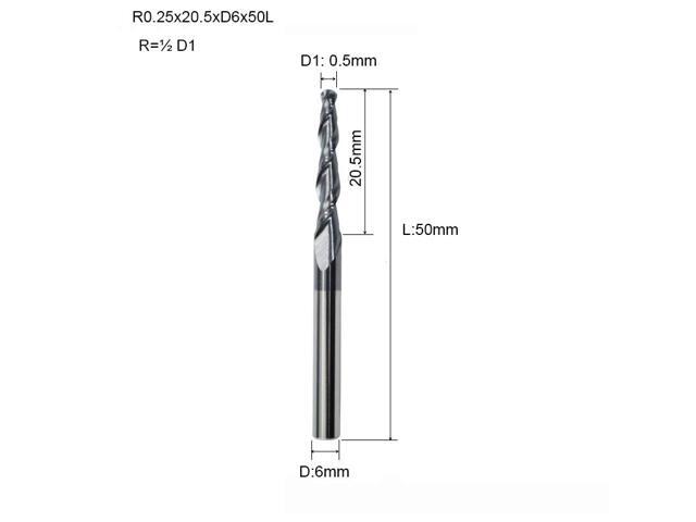 Click here for R0.25x20.5xD6x50L HRC55 Tapered Ball Nose End Mill... prices