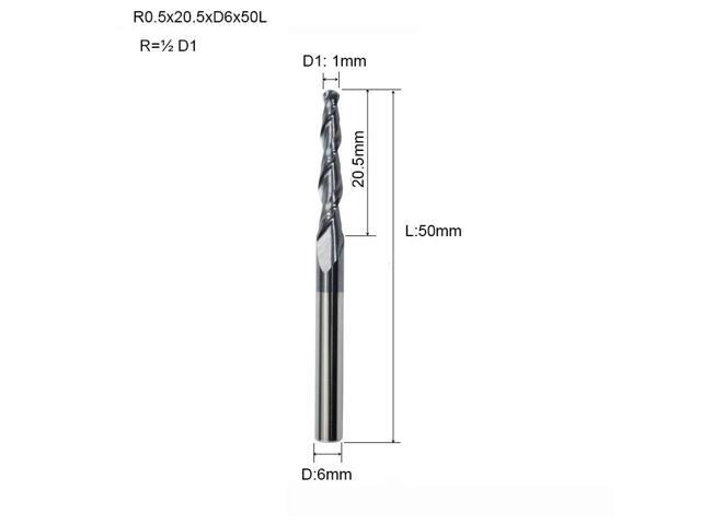 Click here for R0.5x20.5xD6x50L HRC55 Tapered Ball Nose End Mill... prices