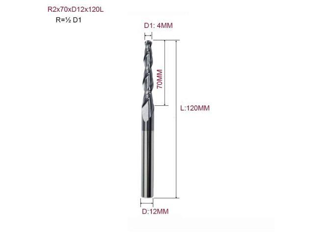 Click here for R2.0x70xD12x120L HRC55 Tapered Ball Nose End Mill... prices