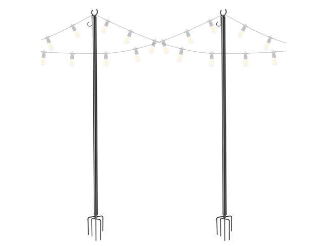 10 Ft String Light Pole Outdoor Metal Pole Aluminum Patio Backyard Party 2 Pack - Natrual
