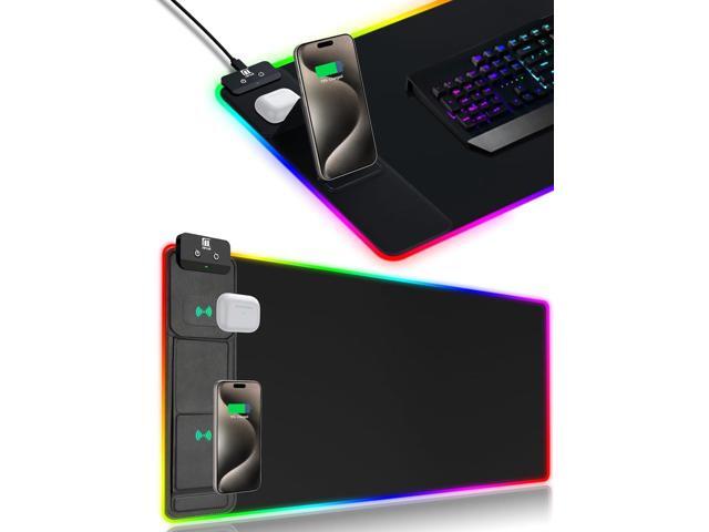 Click here for XXL Mouse Pad with Phone Holder - Black  RGB Desk... prices