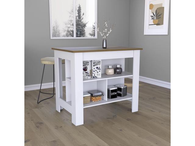 Click here for Kitchen Island Dozza  Three Shelves  White / Walnu... prices