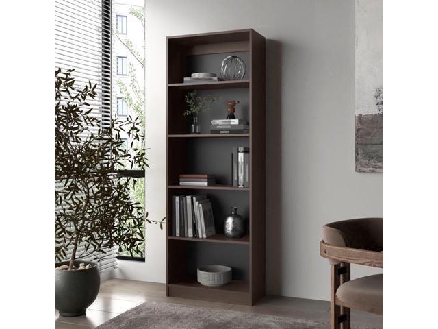 Click here for Stained Walnut Bookcase with Open Storage and 5 Sh... prices