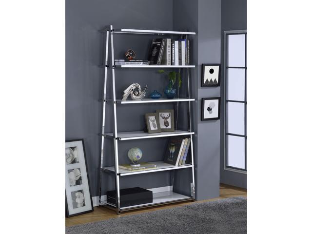 Click here for Coleen White High Gloss & Chrome Finish Bookshelf prices