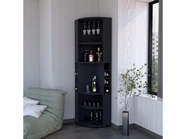 Click here for Avery Black 5 Large Shelves Corner Bar Cabinet prices
