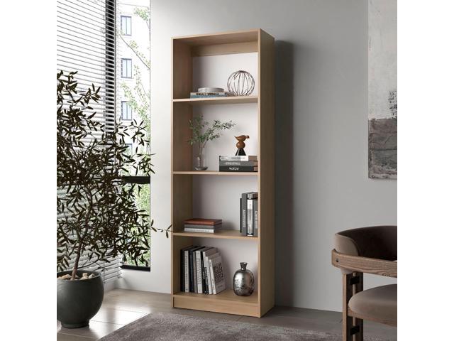 Click here for Natural Oak and White 4-Shelf Flat Bookcase with O... prices