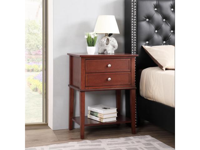 Click here for Sleek Cherry Nightstand With Storage Shelf prices
