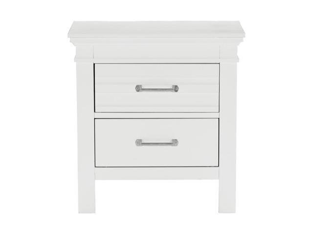 Click here for 2 Drawers White Finish Nightstand Transitional Sty... prices