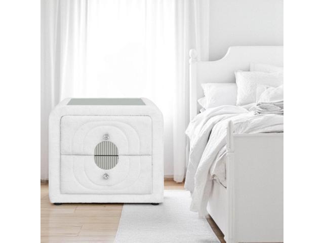 Click here for Shelyn White Teddy Sherpa & Chrome Nightstand prices