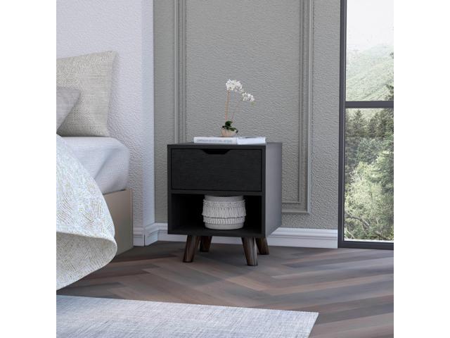 Click here for Black 1-Open Storage Shelf Nightstand prices