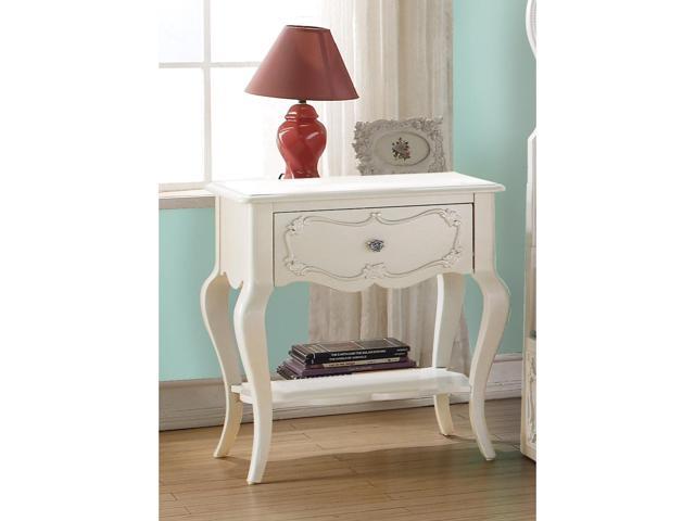 Click here for Pearl White 1-Drawer Nightstand with Shelf prices