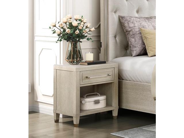 Click here for Elegant Light Oak Finish Nightstand with Charging... prices