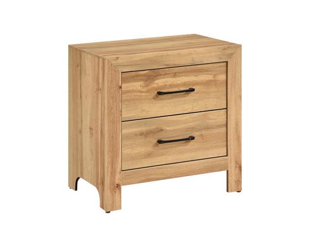 Click here for Natural Finish 2-Drawers Nightstand Storage Bedroo... prices