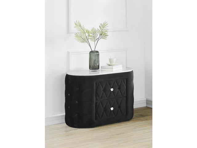 Click here for 1pc Black Nightstand Upholstery Fabric Marble Top... prices