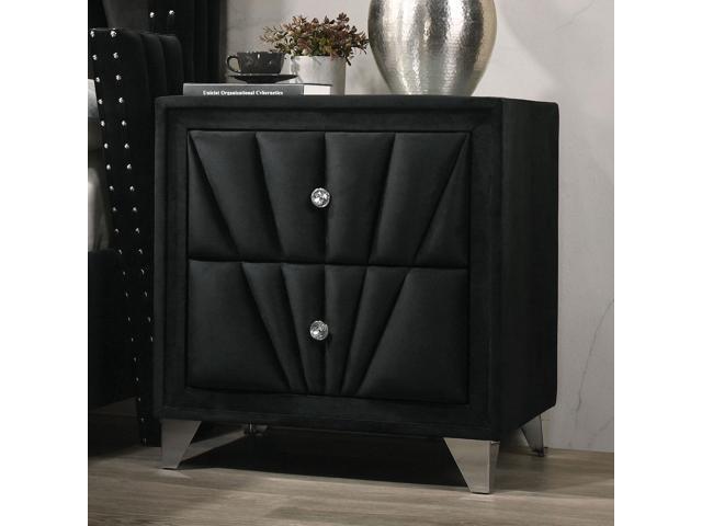Click here for Gorgeous Black Fabric Fully Upholstered Nightstand... prices
