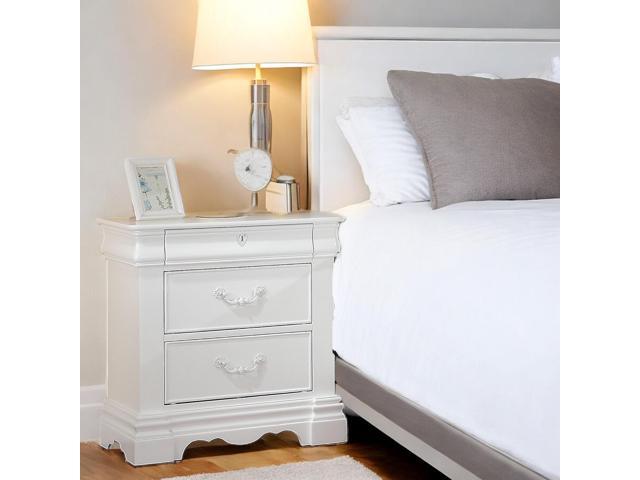 Click here for White 3-Drawer Nightstand with Hidden Top Drawer prices